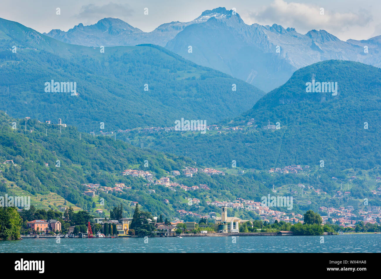 Lake Como shore from ship view Stock Photo - Alamy