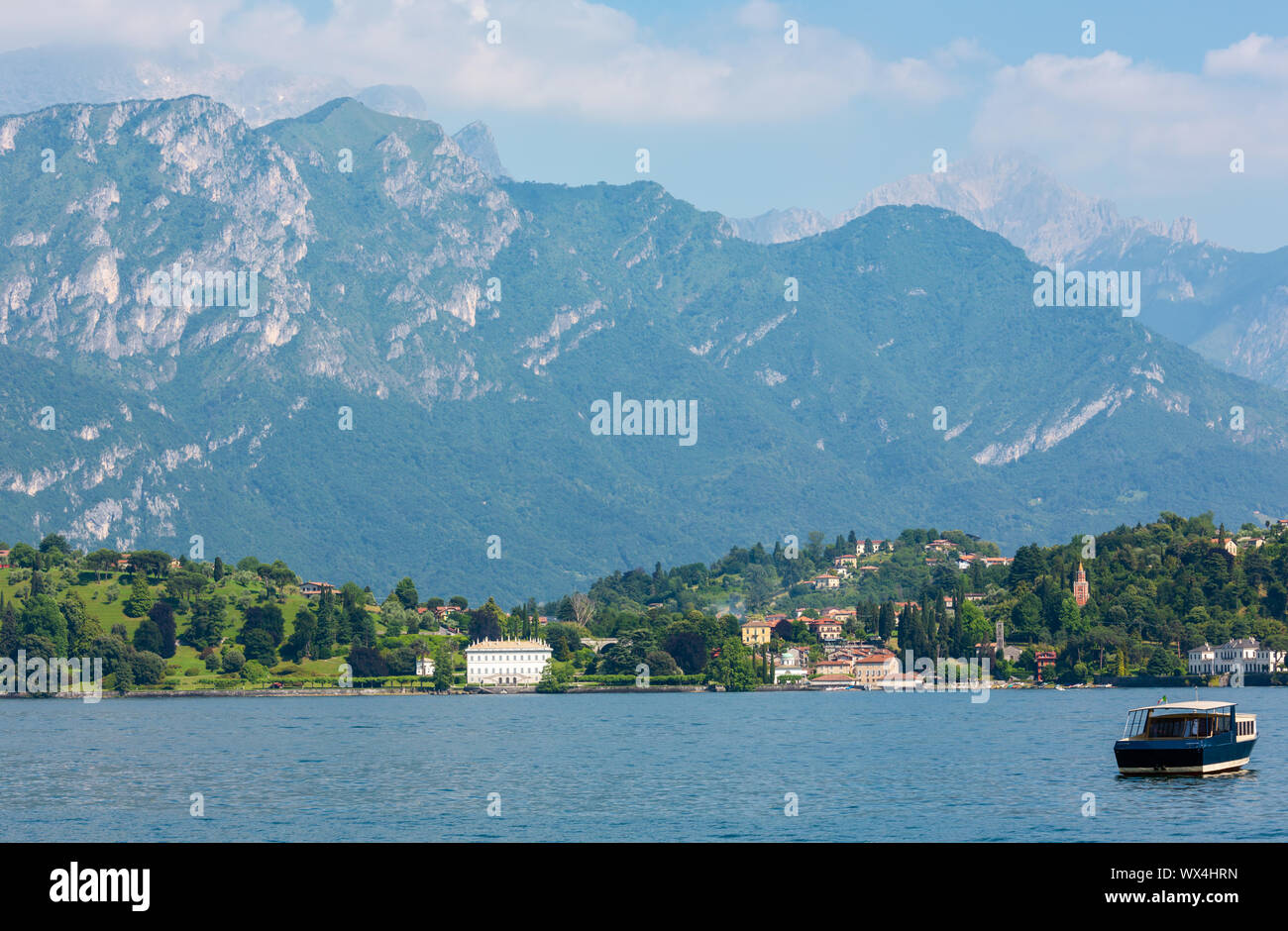 Lake Como shore from ship view Stock Photo - Alamy