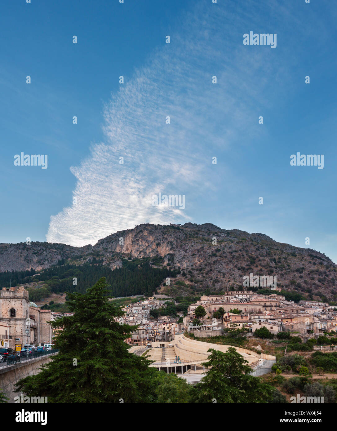 Twilight Stilo village, Calabria, Italy Stock Photo - Alamy