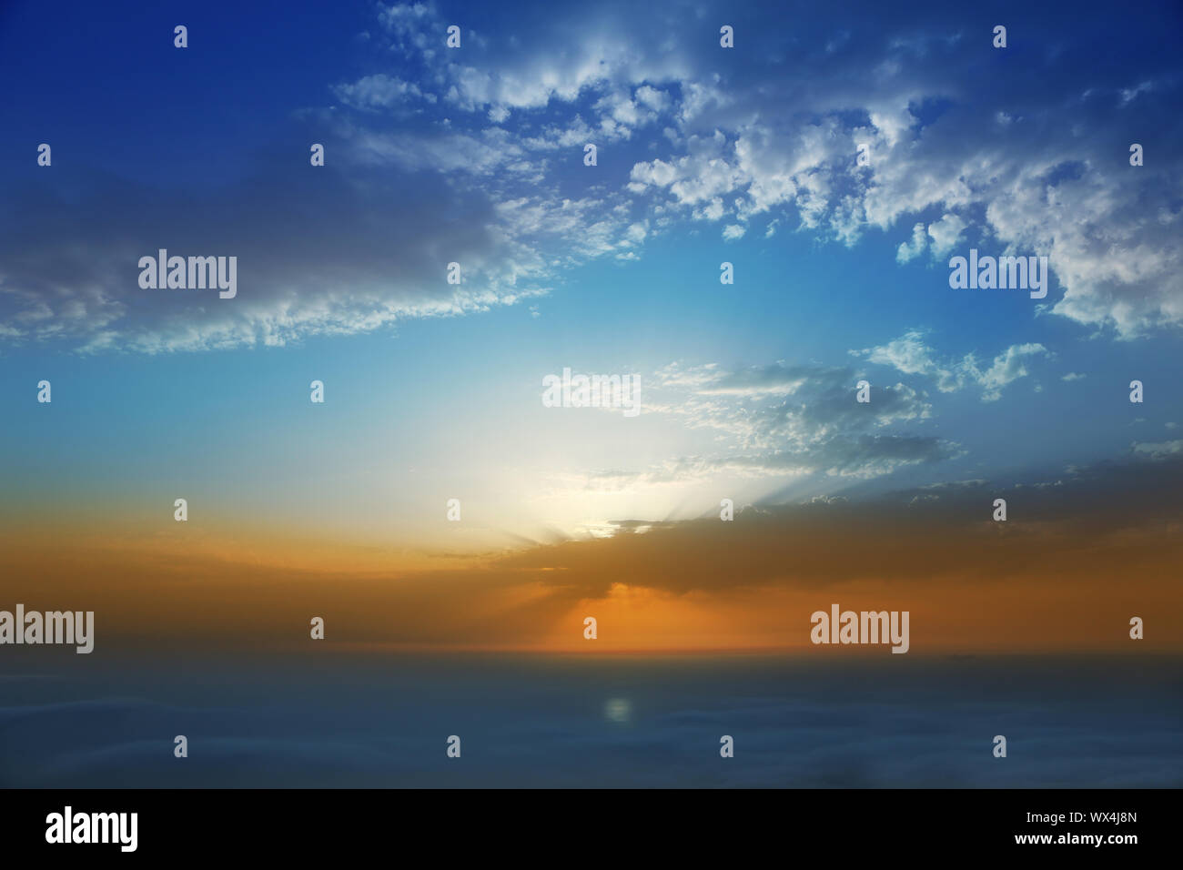 Sunset sky over haze sea of clouds in La Palma of Canary Islands Stock ...