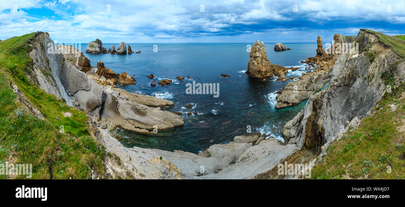 Arnia Beach coastline landscape Stock Photo - Alamy