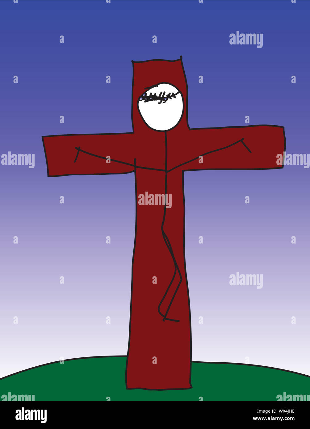 A vector image of a child like drawing of Jesus on the cross Stock ...