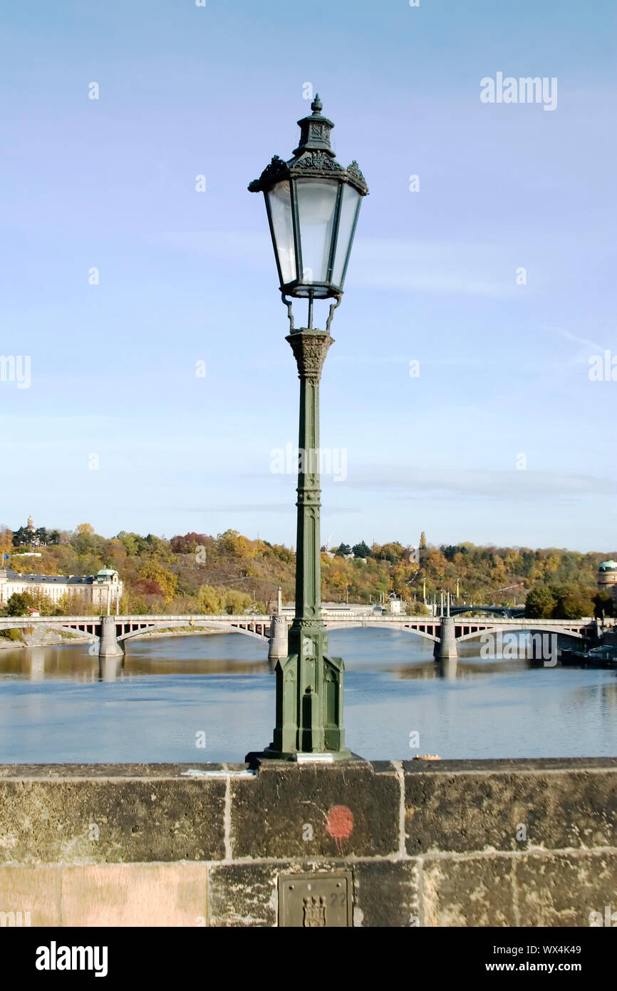 Charles Bridge lamp post detail, Prague, Czech Republic Stock Photo - Alamy