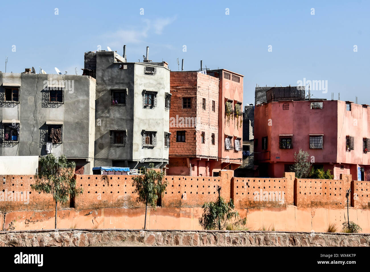 colorful houses in old town of Marrakech Morocco, photo as background ...