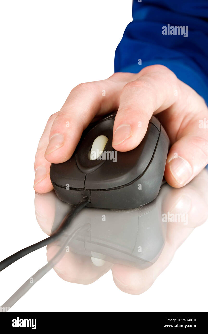 black computer mouse and hand Stock Photo - Alamy