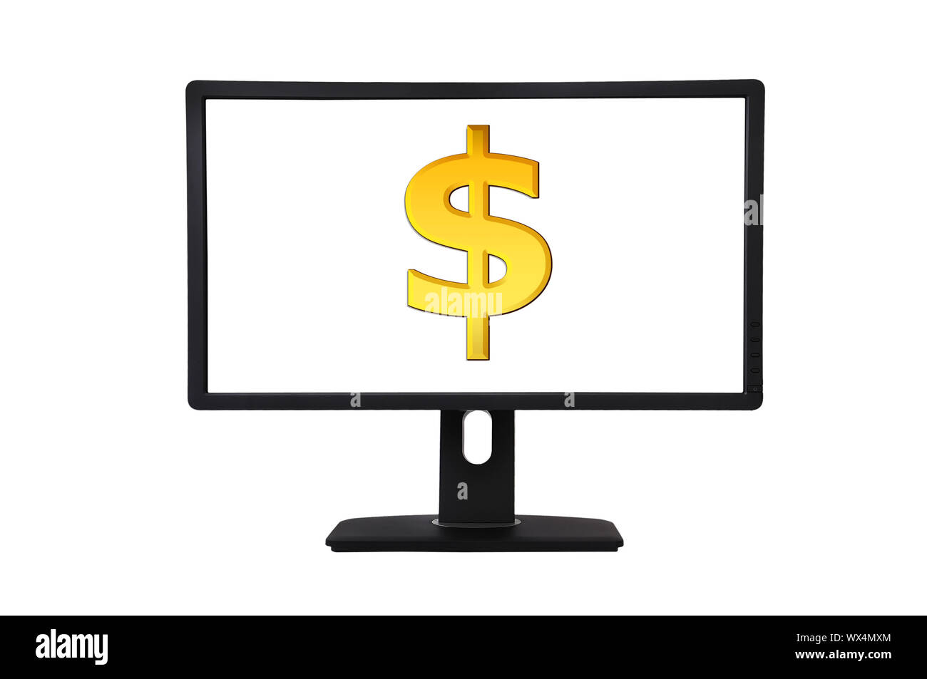 black computer monitor and gold dollar Stock Photo - Alamy