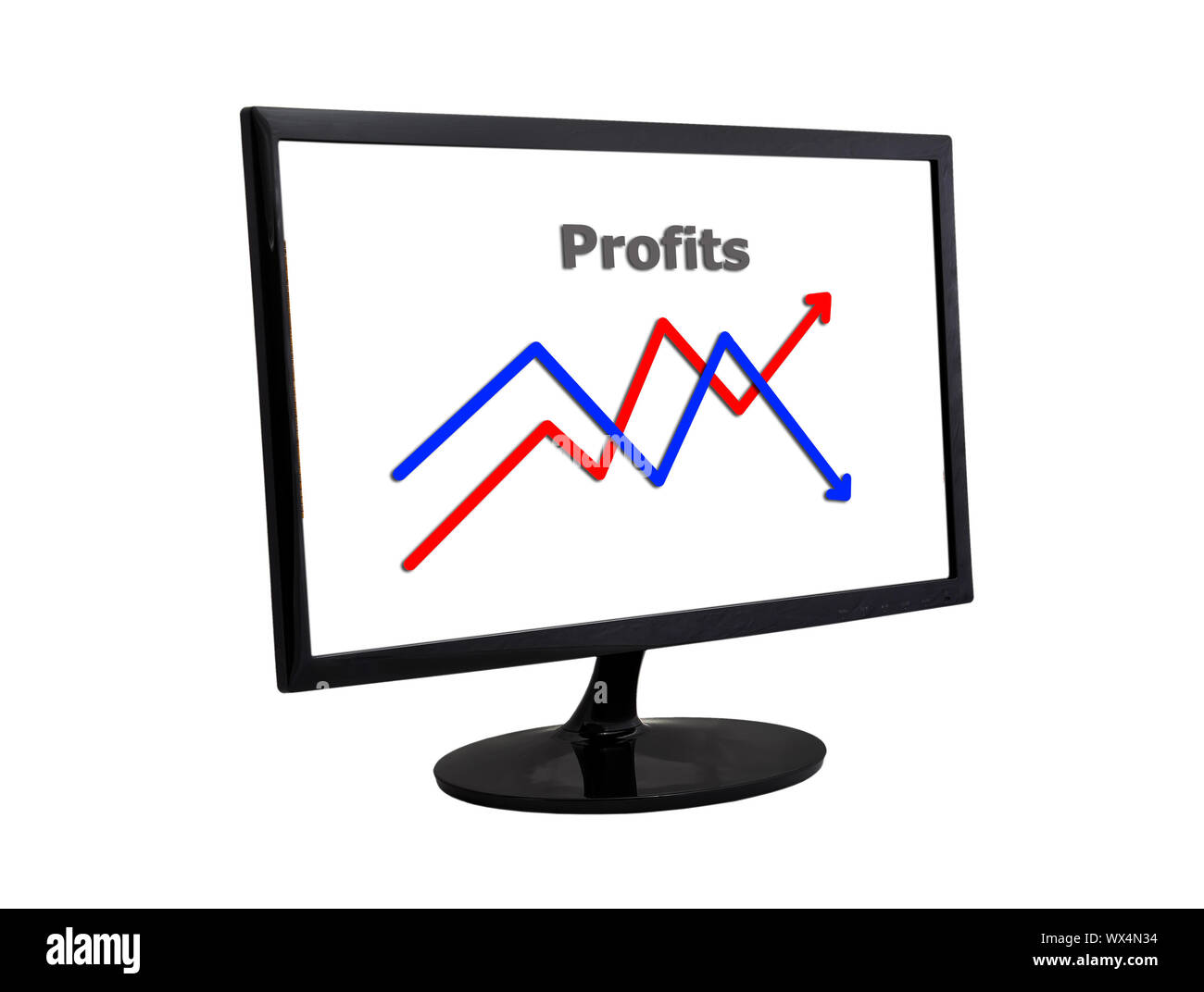 growth chart in computer monitor on white background Stock Photo - Alamy