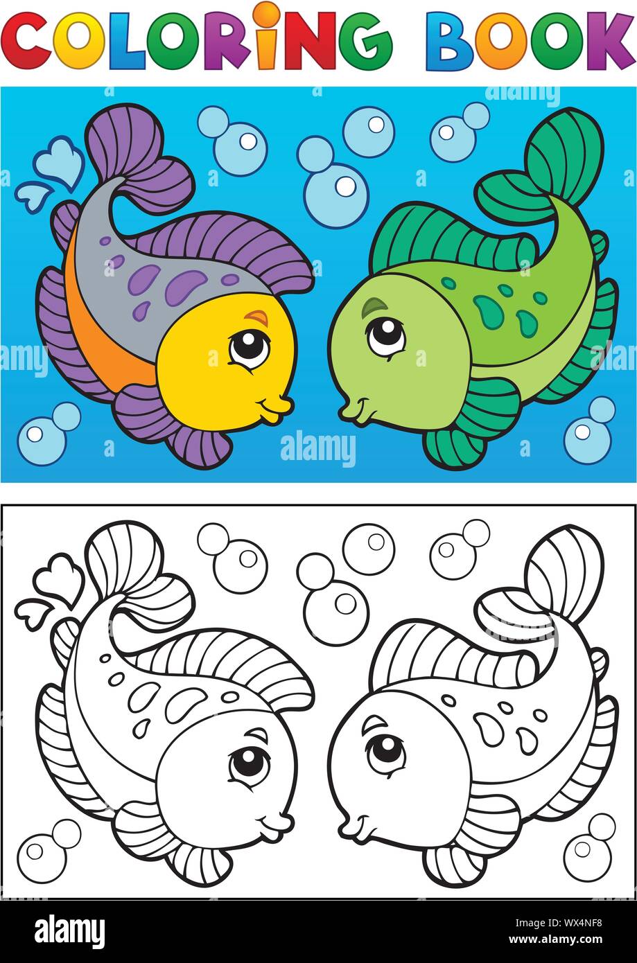 Coloring book with fish theme 2 Stock Vector Image & Art - Alamy