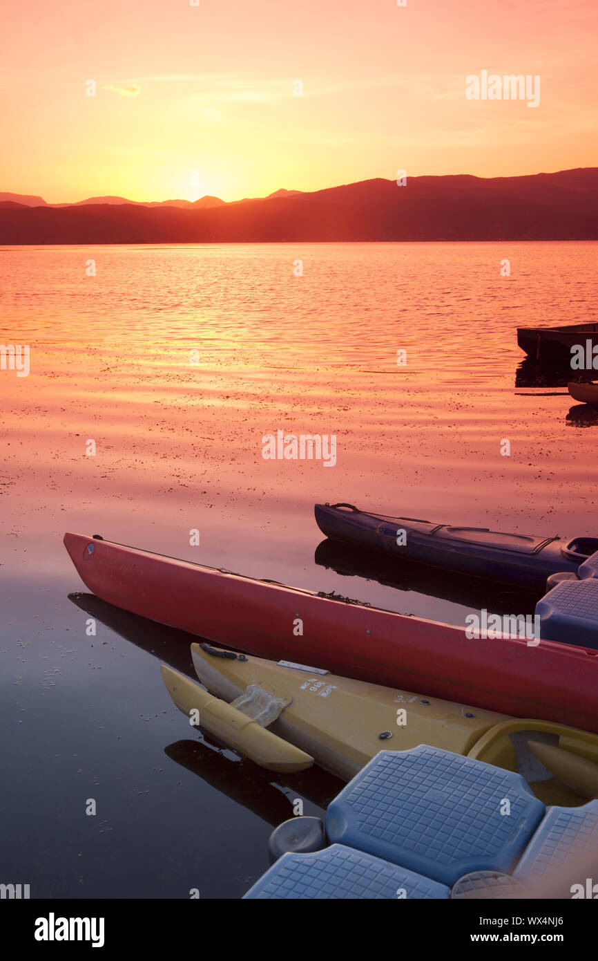 boat in sunset Stock Photo - Alamy
