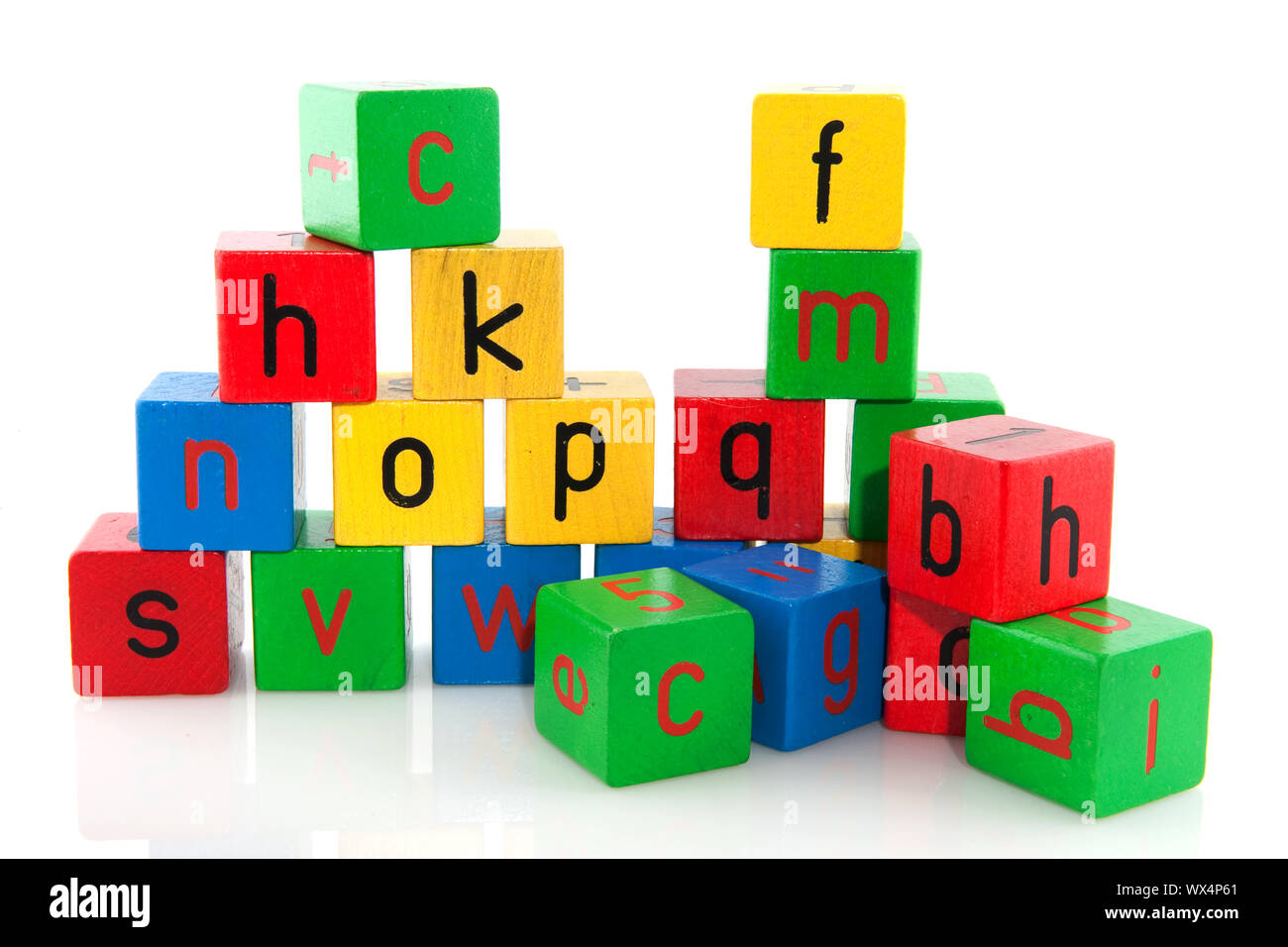 colorful wooden educational blocs with letters and numbers Stock Photo ...