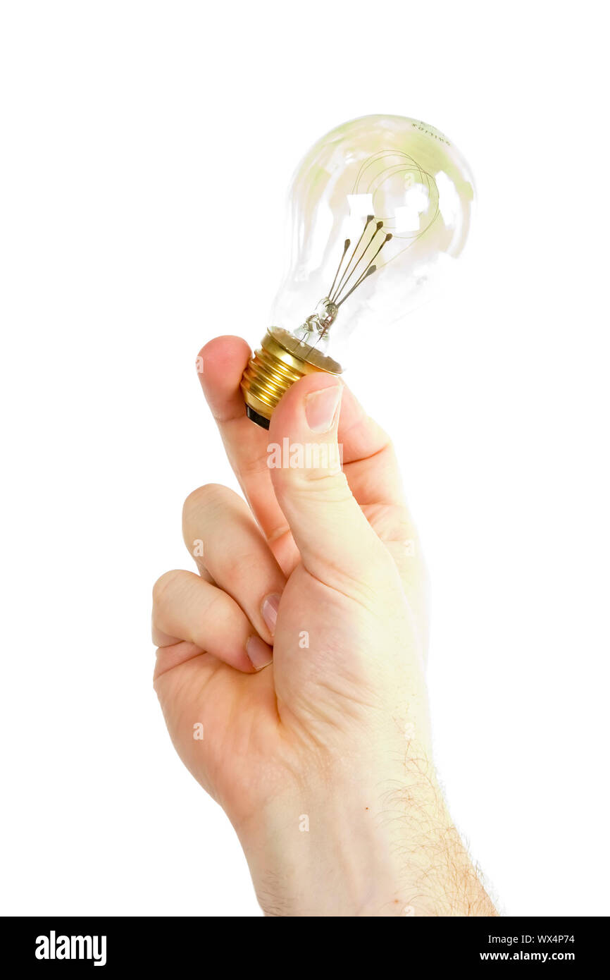 Hand with Light Bulb Stock Photo - Alamy