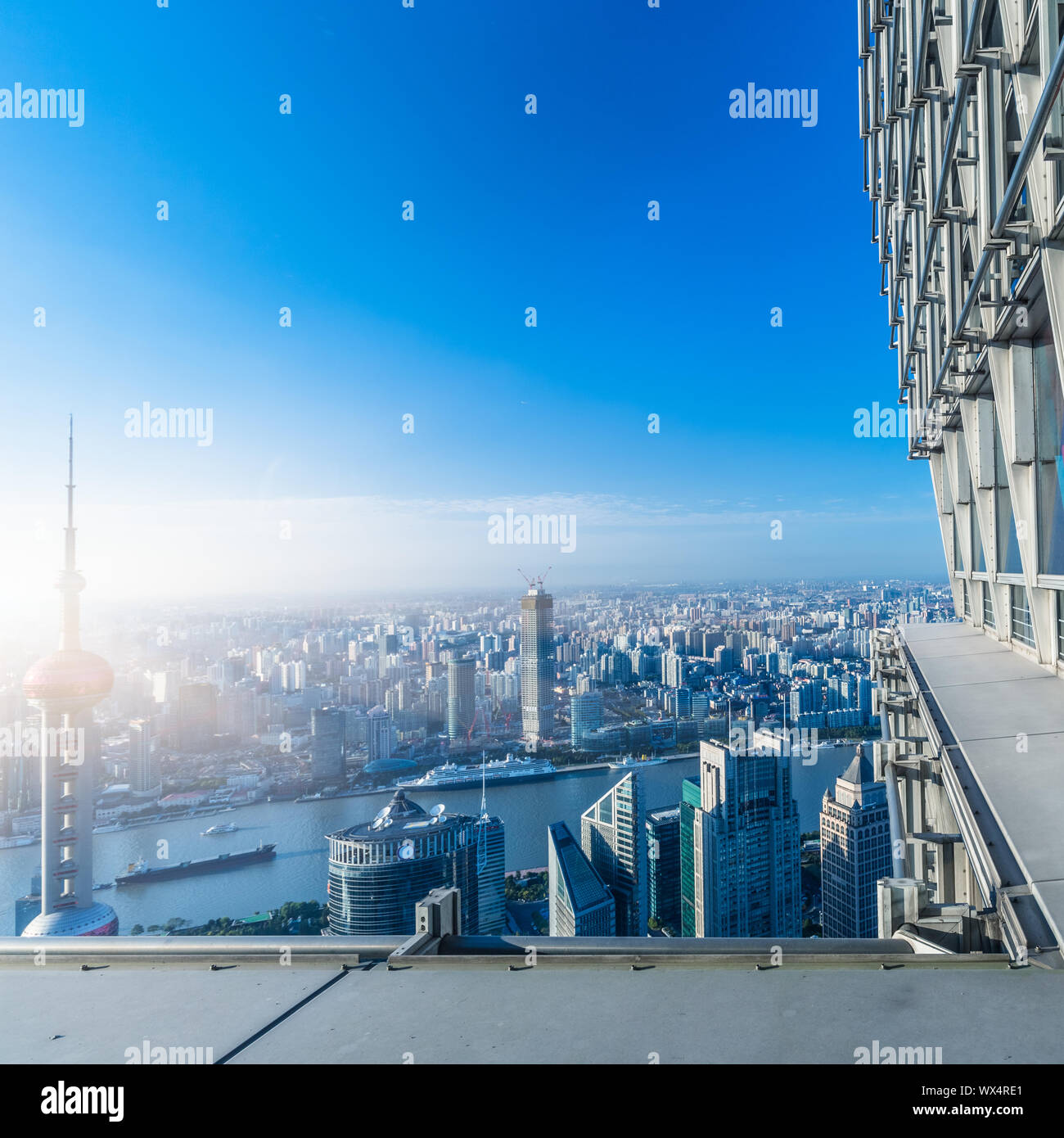 blue toned office building Stock Photo - Alamy