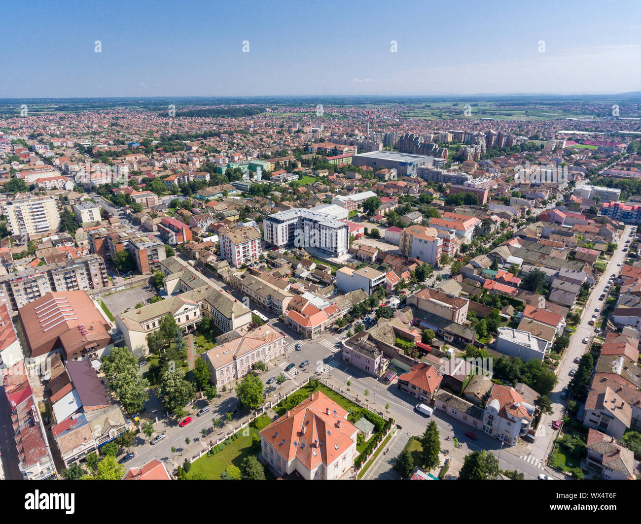 Aerial view of Sabac, city in Serbia Stock Photo - Alamy