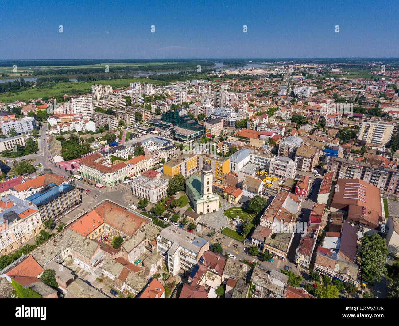 Aerial view of Sabac, city in Serbia Stock Photo - Alamy
