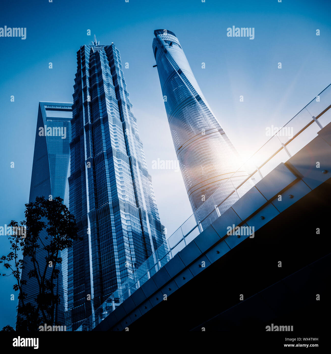 blue toned office building Stock Photo - Alamy