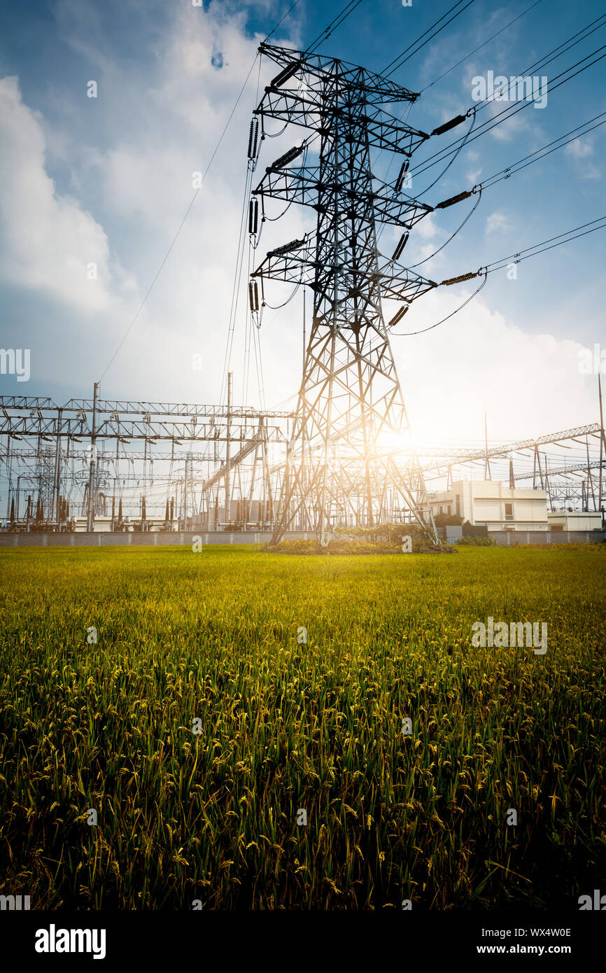High voltage towers Stock Photo - Alamy