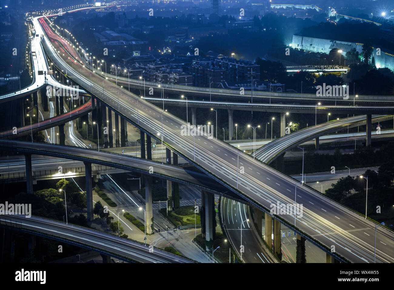 Aerial illuminated view vehicle traffic hi-res stock photography and ...
