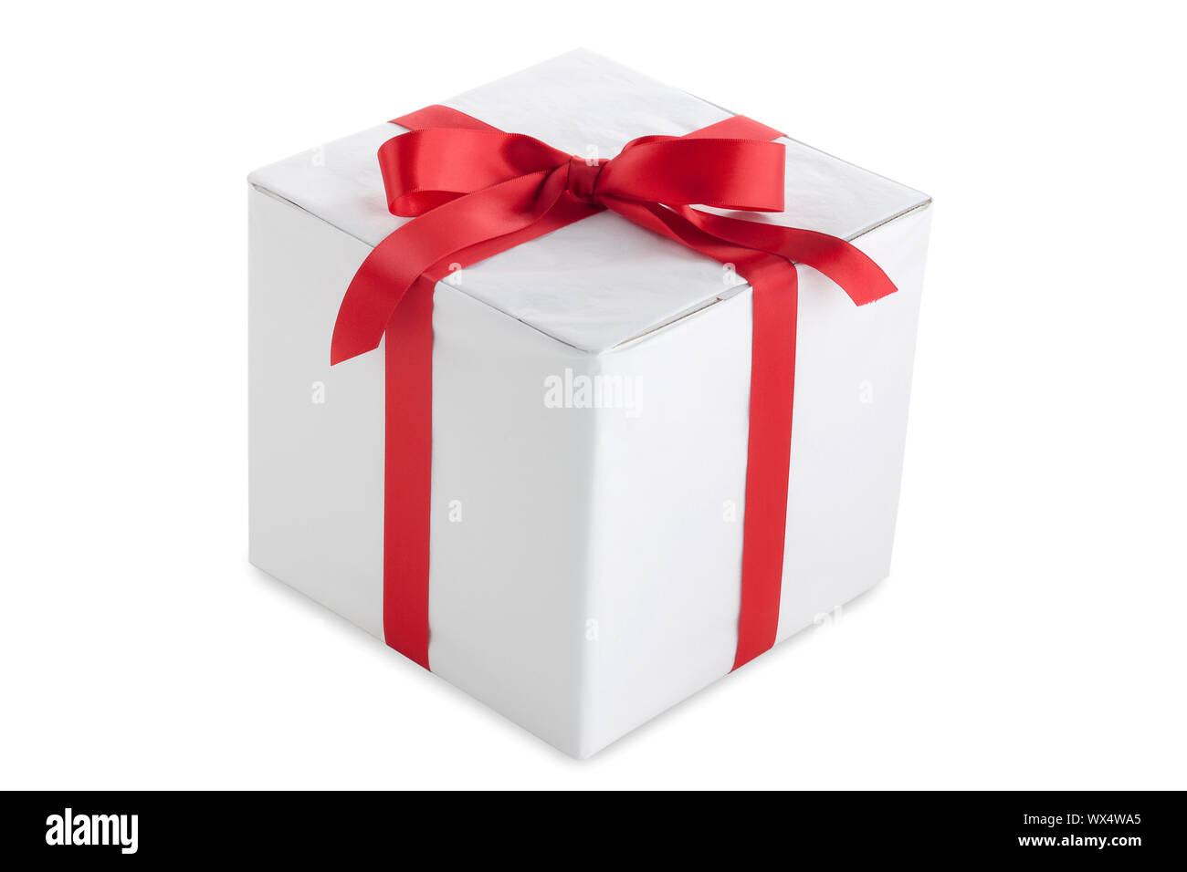 A vector image of a white gift with a ribbon isolated Stock Photo - Alamy