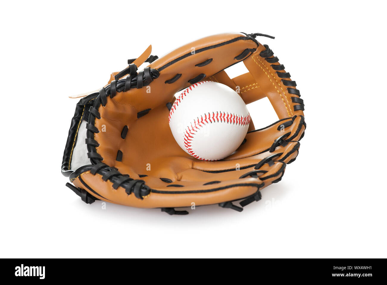 Image of baseball inside glove isolated on white background Stock Photo ...