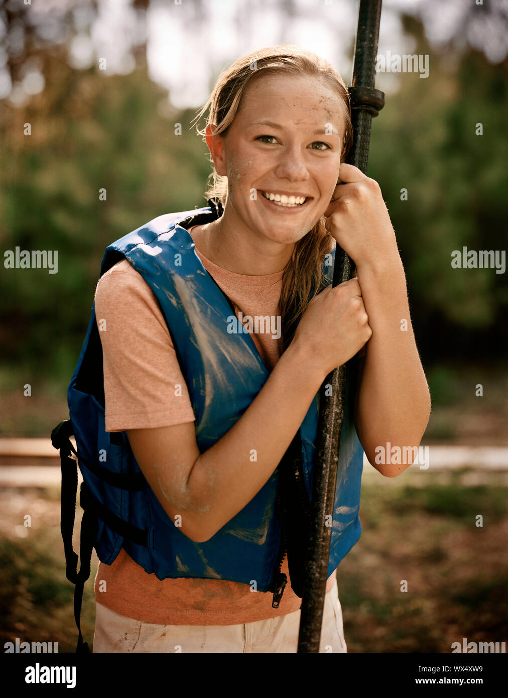Front view of a cheerful young woman Stock Photo - Alamy