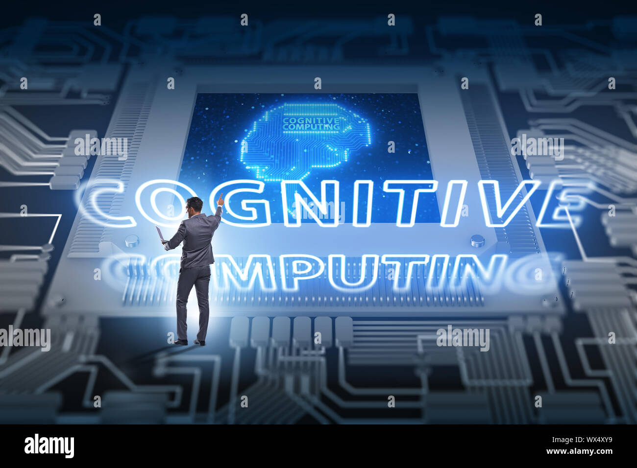 Cognitive computing concept as future technology with businessma Stock ...