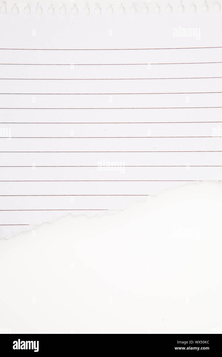 Paper blank tearing against a white background Stock Photo - Alamy