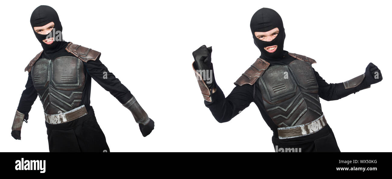 Young funny man in armour suit Stock Photo - Alamy