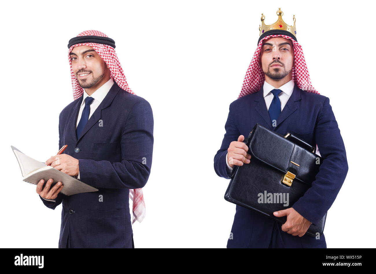 Arab man with bag isolated on white Stock Photo - Alamy