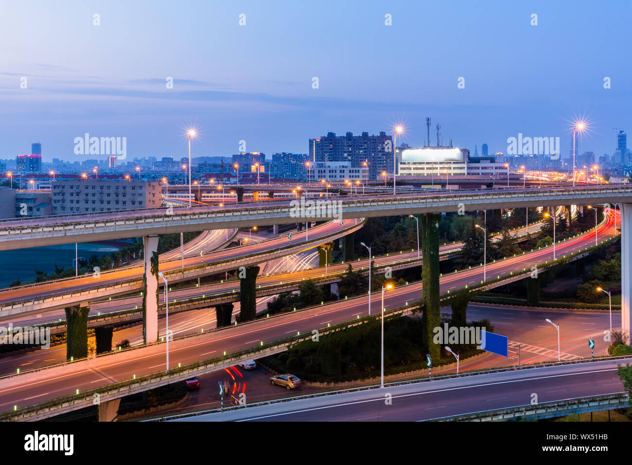 Elevated road high way building night hi-res stock photography and ...