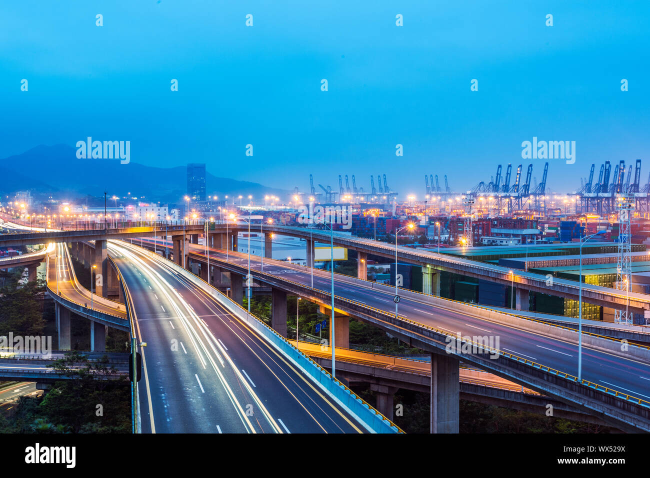 Elevated road high way building night hi-res stock photography and ...