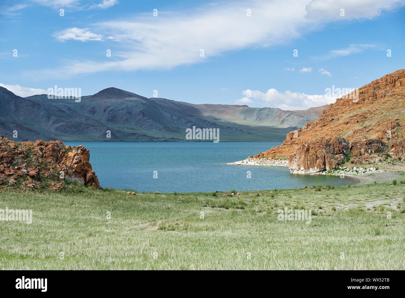 Mongolian natural landscapes near lake Tolbo-Nuur surrounded by ...