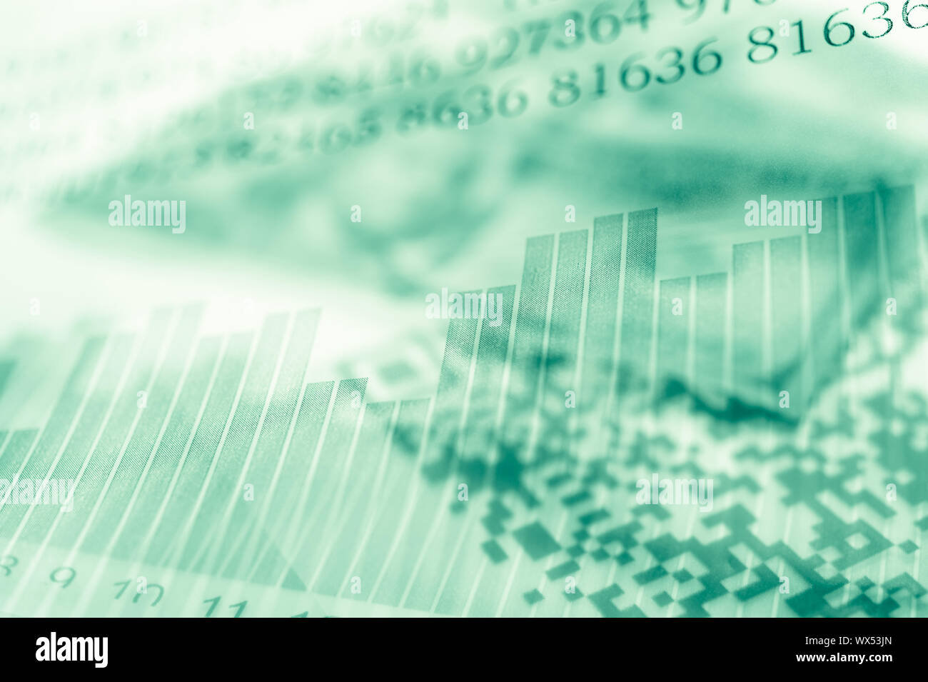 Double exposure Stock market display or forex trading graph and ...