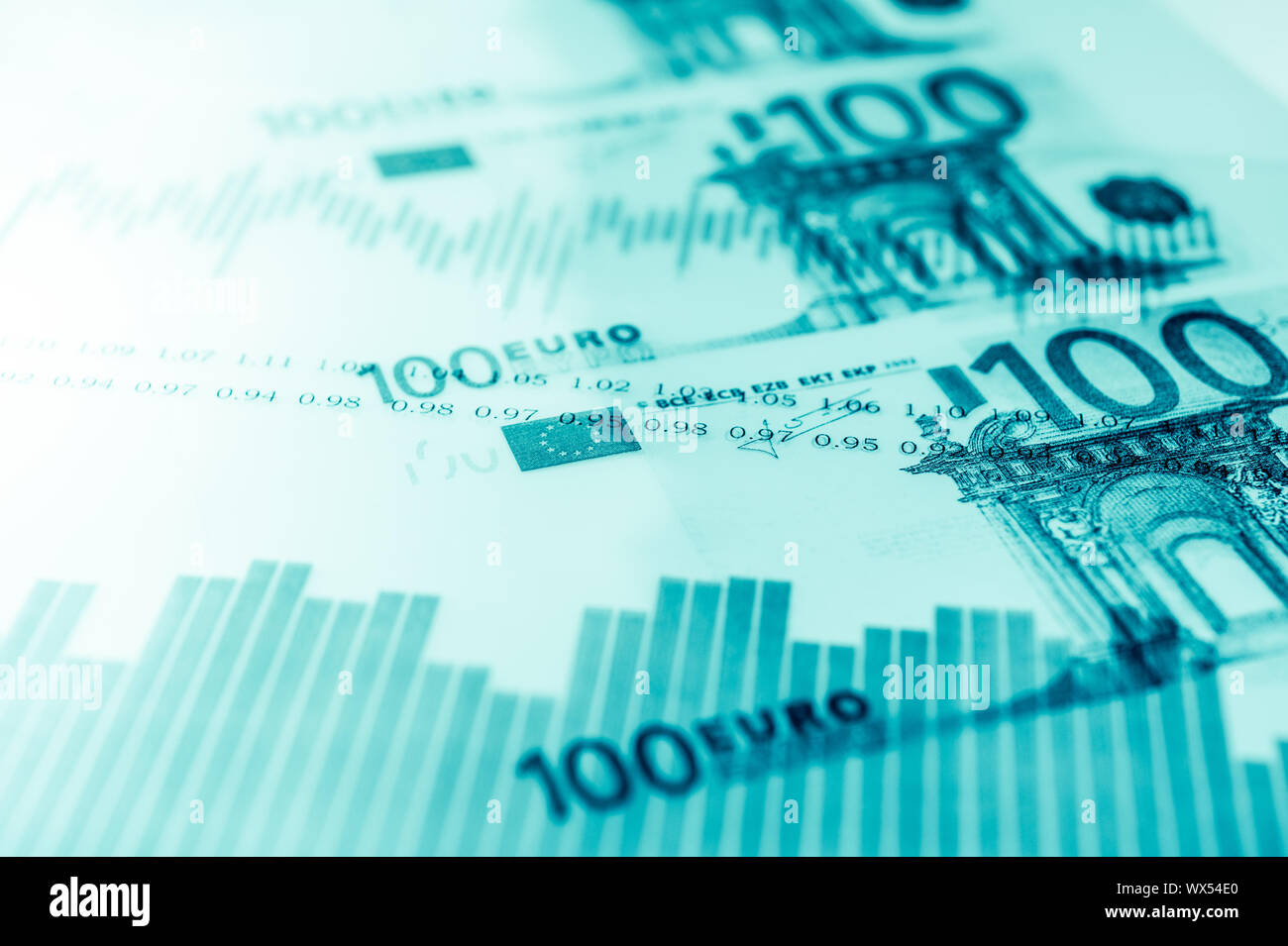 Double exposure Stock market display or forex trading graph and ...
