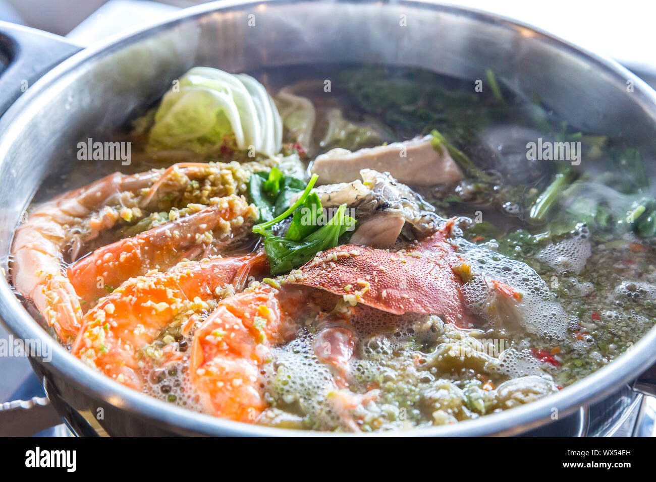 Seafood hot pot Stock Photo - Alamy