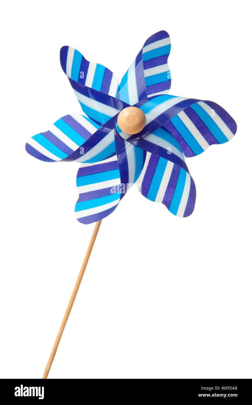 Blue pinwheel against a white background Stock Photo - Alamy