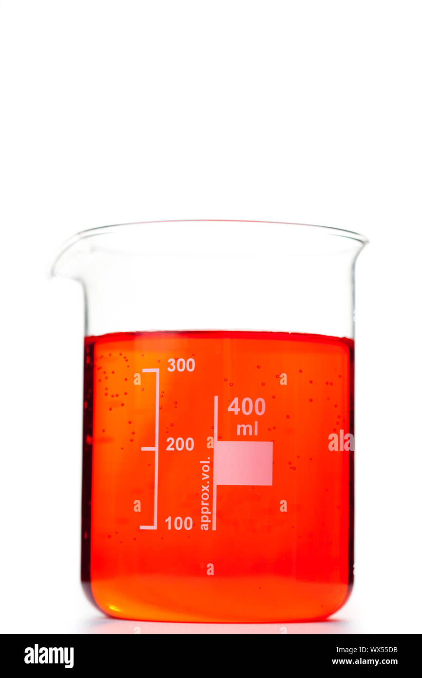 Beaker against a white background Stock Photo - Alamy