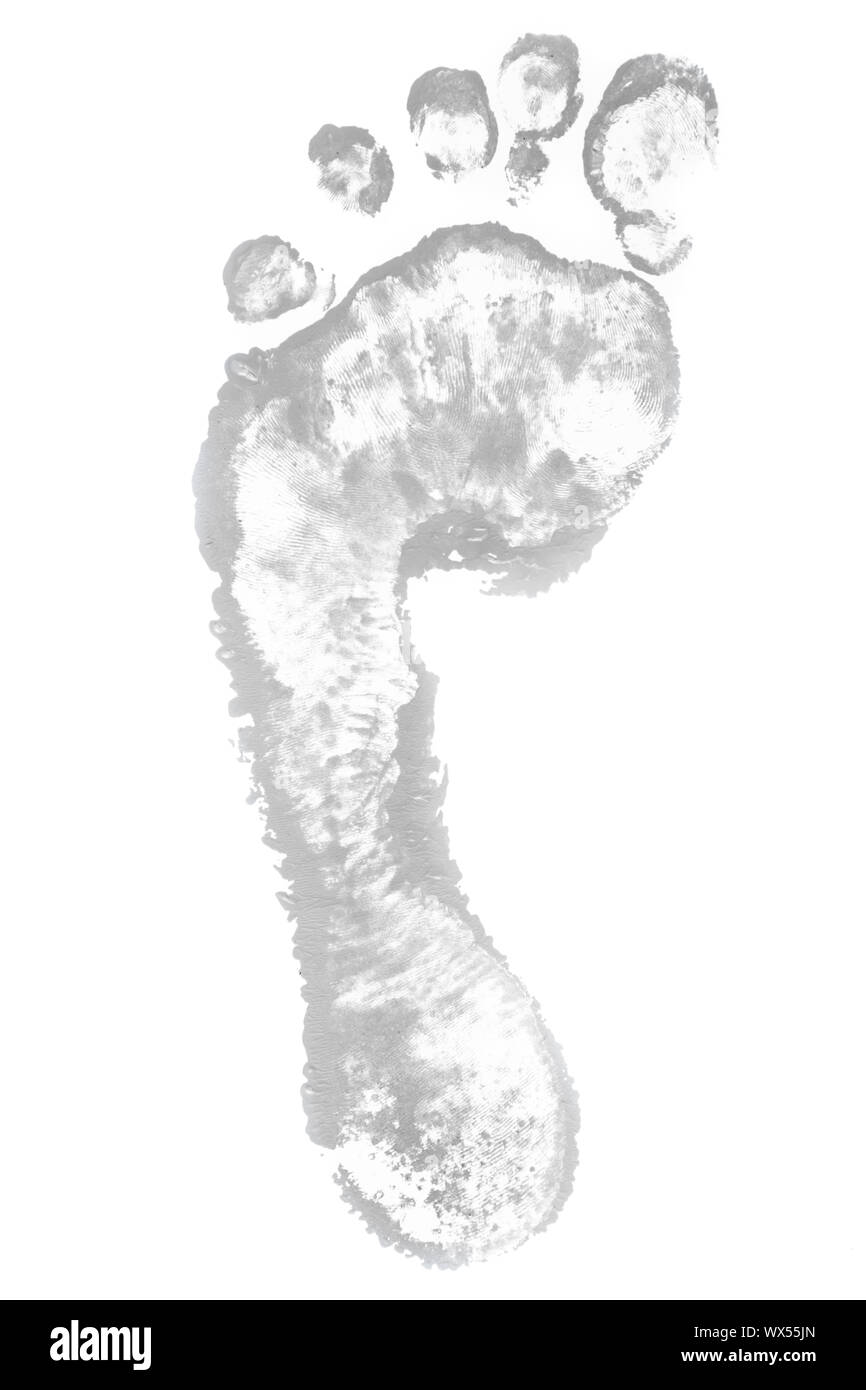 One grey footprint against a white background Stock Photo - Alamy