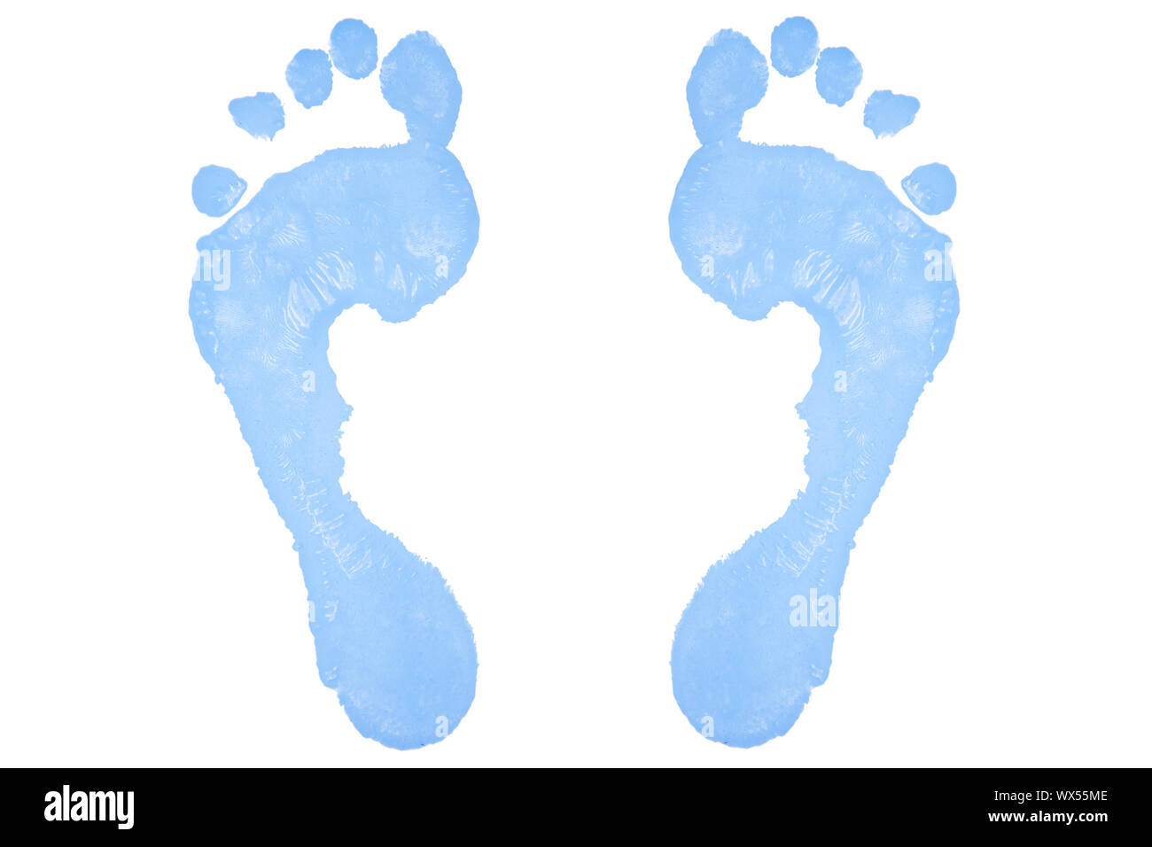 Two blue footprints against a white background Stock Photo - Alamy