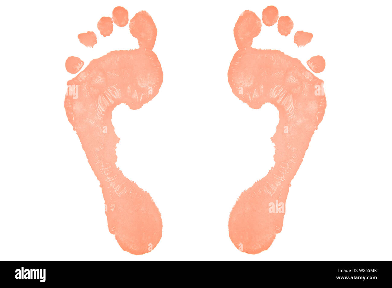 Two red footprints against a white background Stock Photo - Alamy