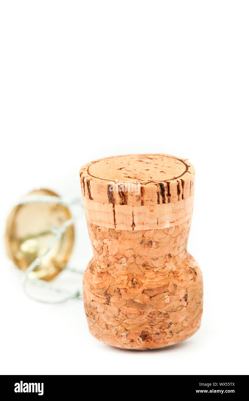 Cork next to iron wire against a white background Stock Photo - Alamy