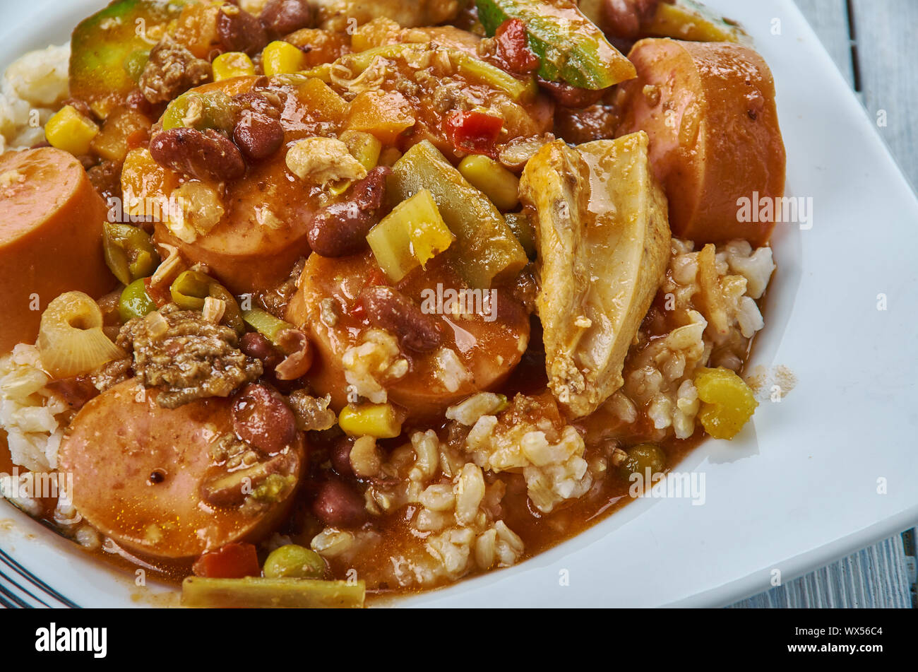 Slow Cooker Creole Chicken and Sausage Stock Photo - Alamy