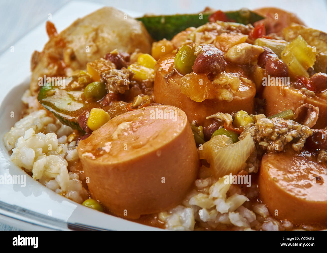 Slow Cooker Creole Chicken and Sausage Stock Photo - Alamy