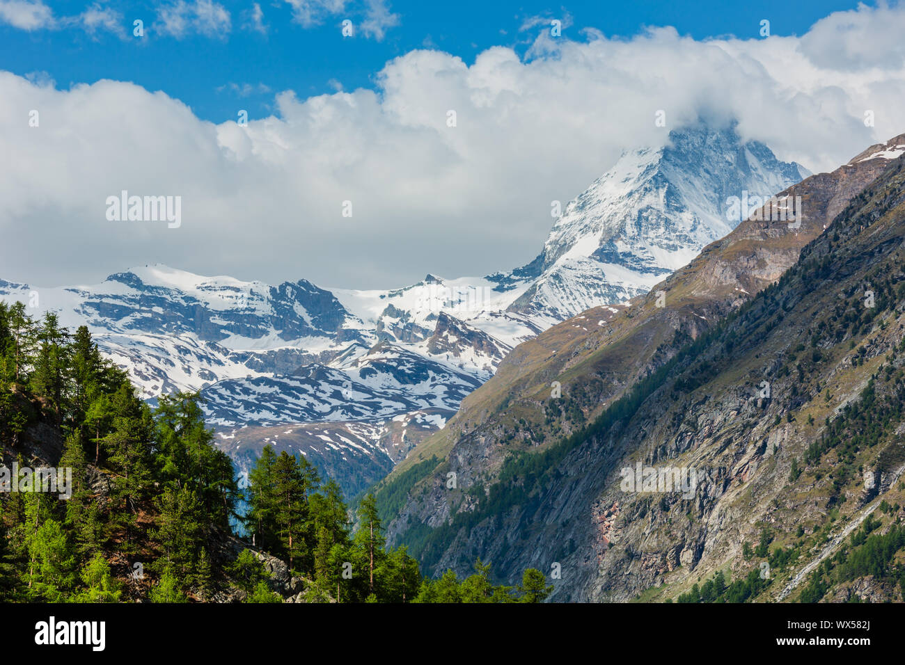 Summer Matterhorn Alps mountain, Swiss Stock Photo - Alamy