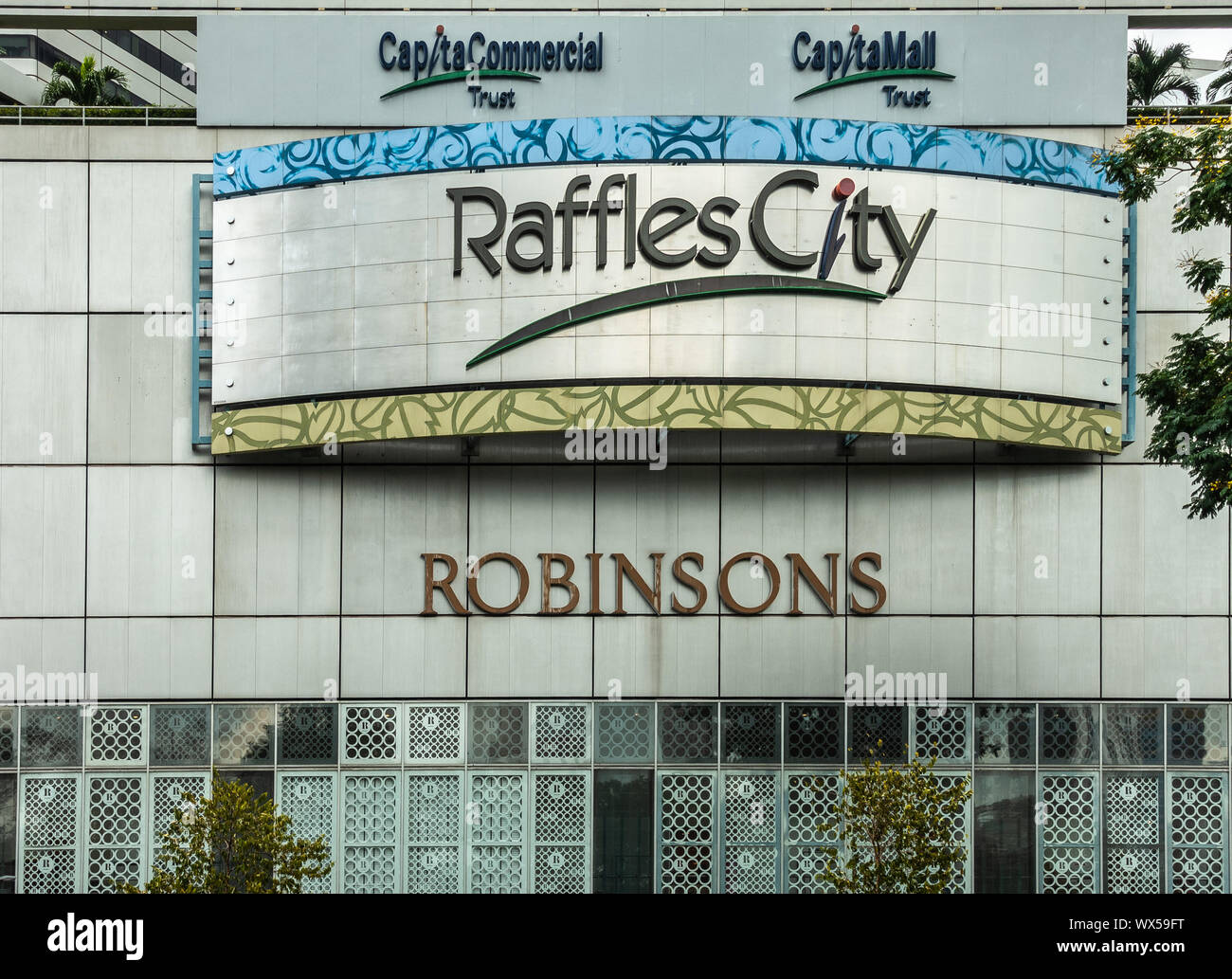 Singapore - March 20, 2019: Raffles City shopping mall entrance with ...