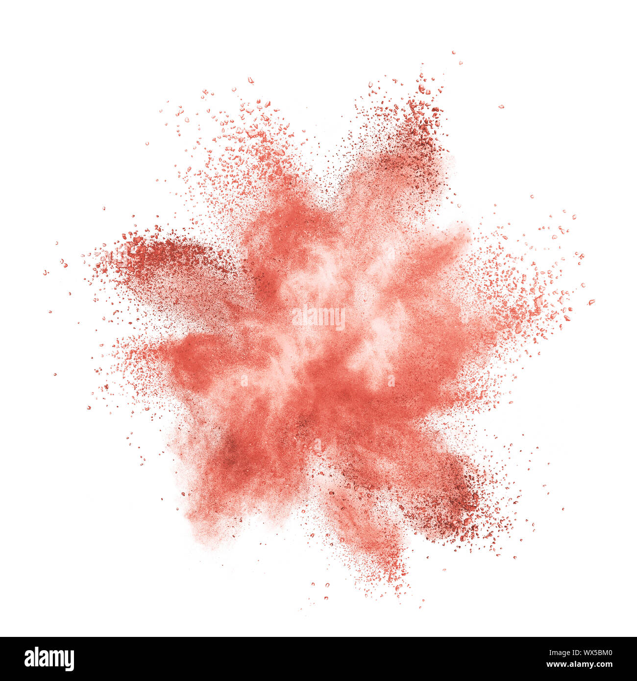 Explosion of colored powder in a color of the year 2019 Living Coral ...