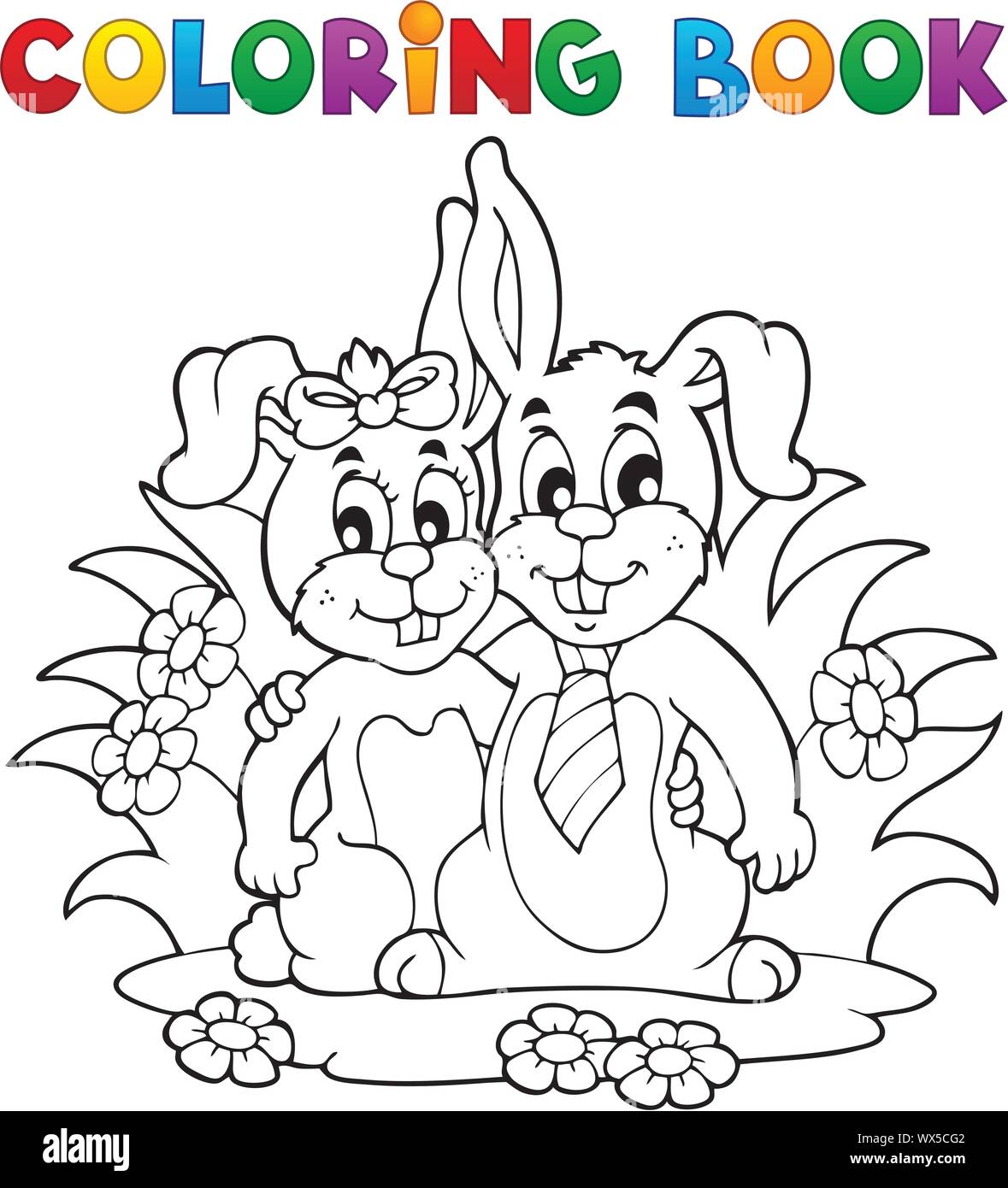 Coloring book rabbit theme 2 Stock Vector Image & Art - Alamy