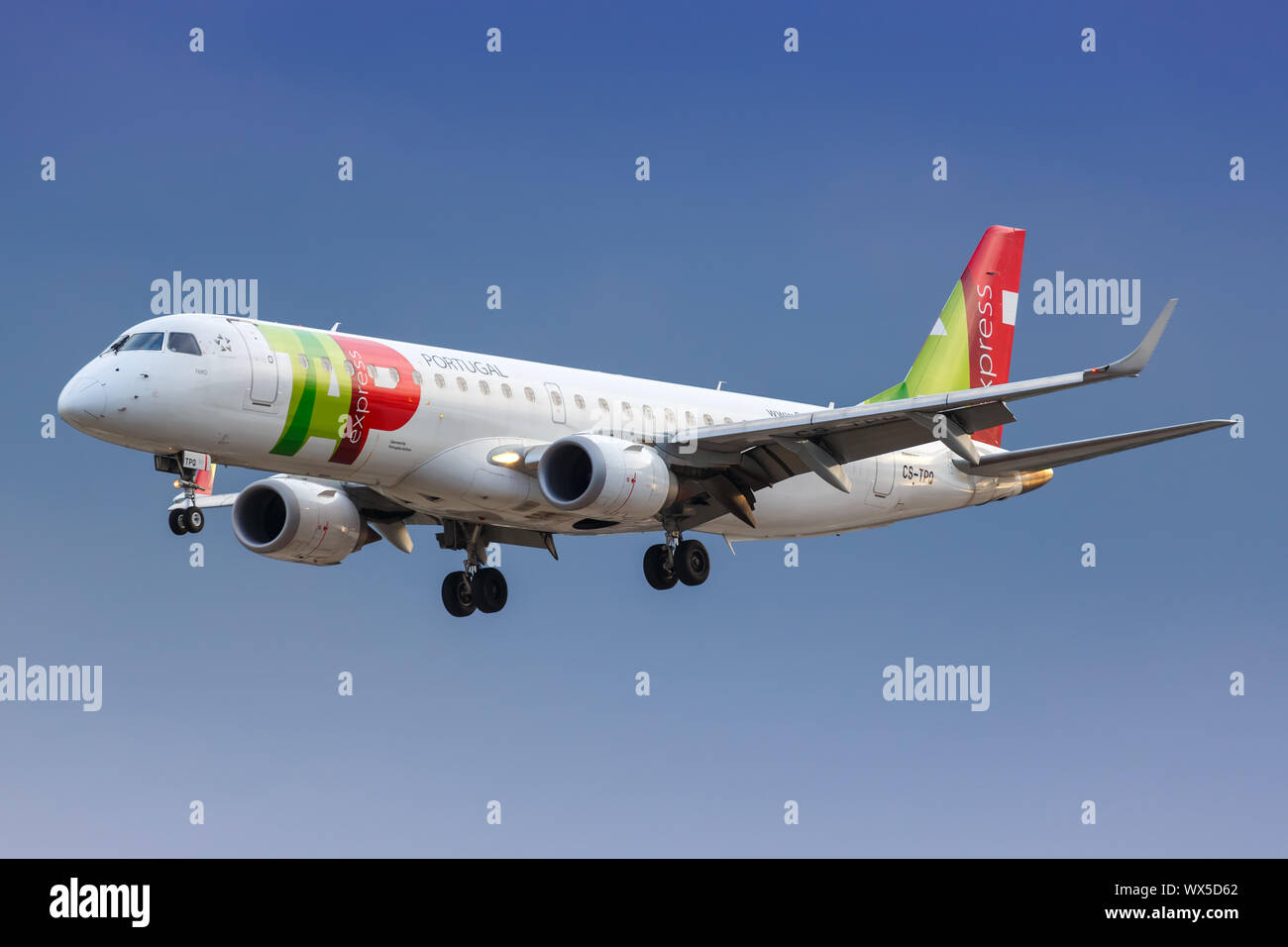 London, United Kingdom – July 7, 2019: TAP Portugal Express Embraer 190 ...