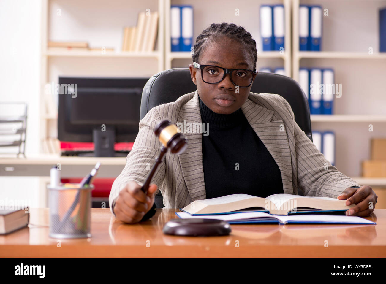 Black female lawyer in courthouse Stock Photo - Alamy