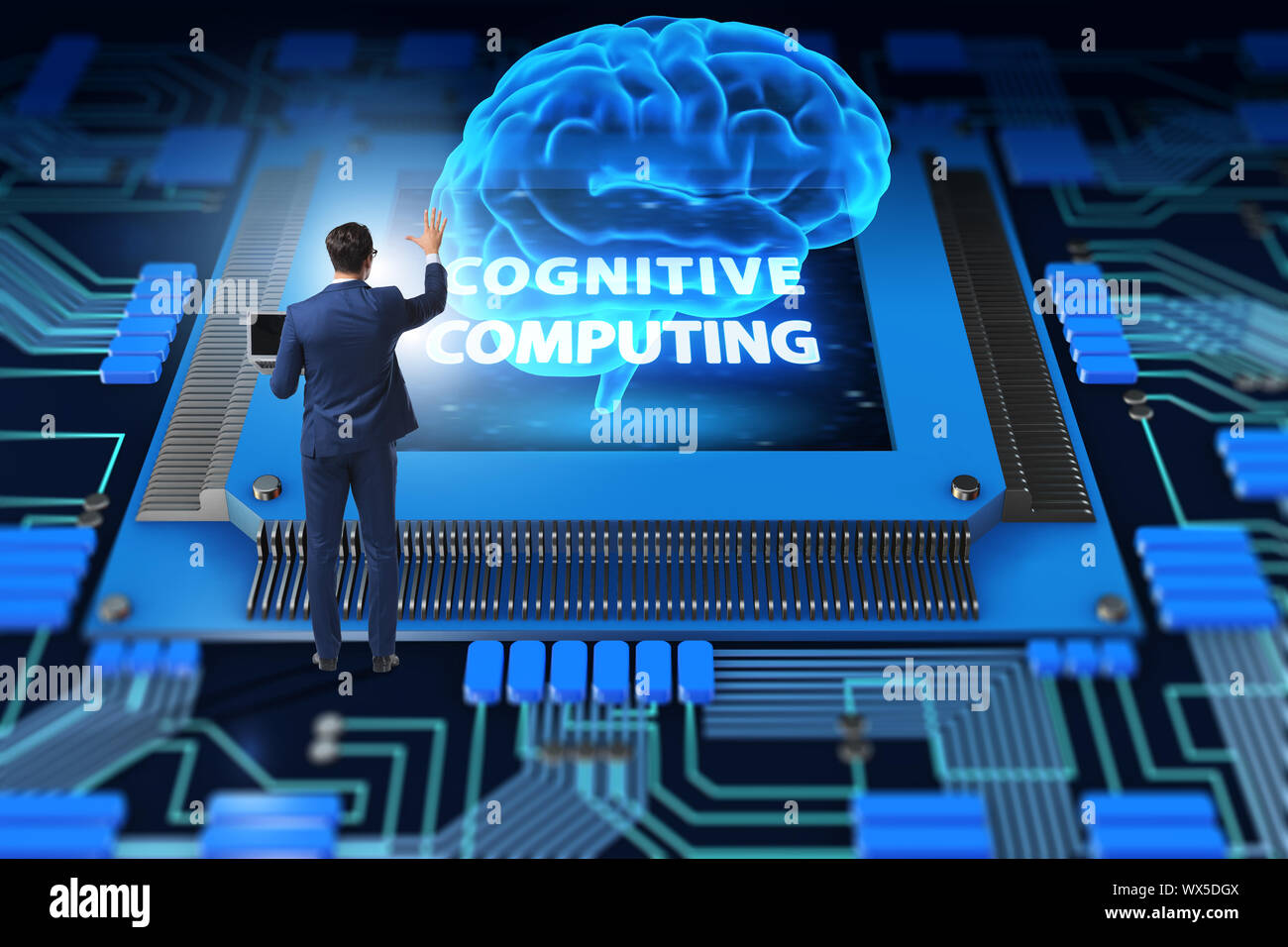 Cognitive computing concept as future technology with businessma Stock ...