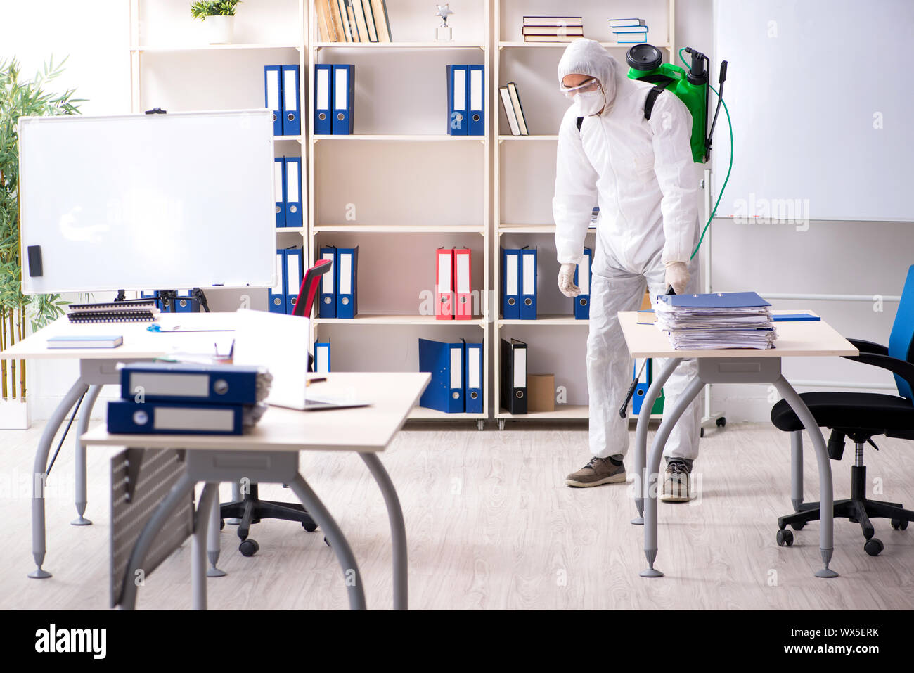Professional contractor doing pest control at office Stock Photo - Alamy